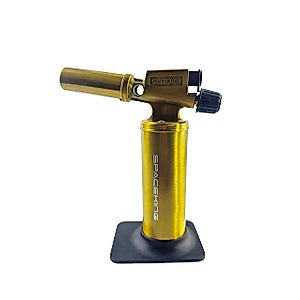 Space King Extended Tube Metal Shell Torch Lighter - Rustic Finish - Adjustable Flame - Use for Camping, Kitchen, Backyard, Travel, Beach, BBQ, Mountain, Outdoors, Travel, Garage, Welding, etc. (Gold)