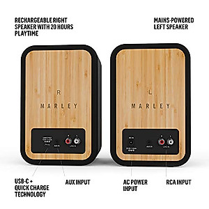 House of Marley Get Together Duo, Powerful Bookshelf Speakers with Wireless Bluetooth Connectivity and Sustainable Materials