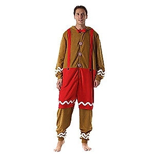 #FollowMe 6446-S Men's Adult Onesie/Mens Pajamas, Gingerbread Man, Small