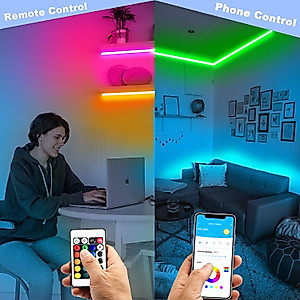DAYBETTER Smart Led Lights 30ft, 5050 RGB Led Strip Lights Kits with 24 Keys Remote, App Control Timer Schedule Led Music Strip Lights