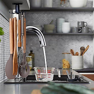 Nmgkokew 2Pcs 360 ° Rotating Kitchen Utility Hooks,Under Cabinet Kitchen Hooks for Utensils,Adhesive Kitchen Utensils Hanging Hooks for Kitchen Utensils/Tools/Towel/Knife(Black).