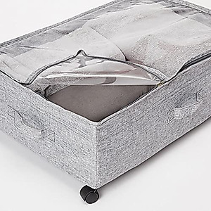 Dormify Storage Bin On Wheels | Under the Bed Storage | 24"L x 15"W x 8"H | Laundry Storage & Clothes Basket | Collapsible Laundry Basket | Laundry Tote College Dorm Essentials | Portable Laundry Bag | 16" x 20" | Grey | Small Space Living | Dorm & Bedroo
