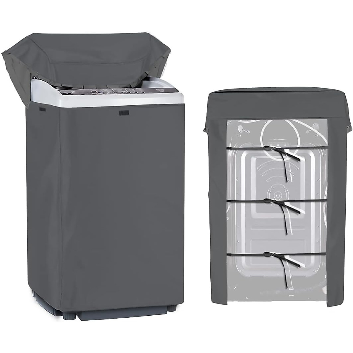MBOOM Portable Washing Machine Cover,Top Load Washer Dryer Cover,Waterproof Full-Automatic,Wheel Washing Machine Cover(S,Grey)
