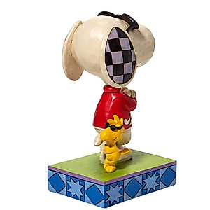 Enesco Jim Shore Peanuts Joe Cool Snoopy and Woodstock Back to Back Figurine, 5 Inch, Multicolor