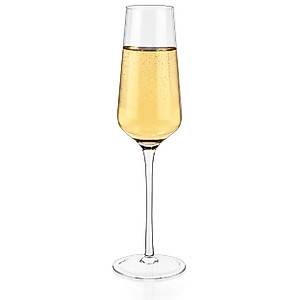 Luxbe - Champagne Crystal Flutes Glasses, Set of 4 - Modern Elegant Sparking Wine Glasses, Hand Blown - Good for Wedding, Anniversary, Christmas - 12oz / 350ml