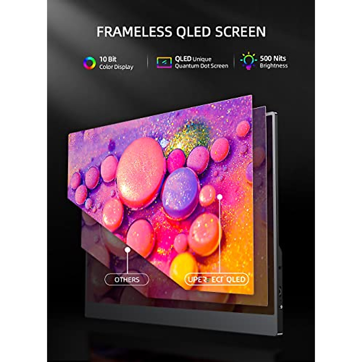 UPERFECT Portable Monitor 15.6 inch QLED Q1 1080P USB C Second Monitor Mini HDMI Travel Monitor 100% DCI-P3 10 Bit 500 Nits w/Smart Cover & Speakers, External Monitor for Laptop PC Phone PS4