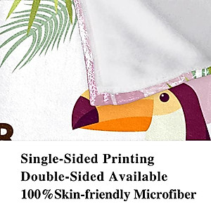 Plush Blanket Throw Blanket Warm Cozy Soft Microfiber Blankets, Modern Cartoon Tropical Flamingo Parrot