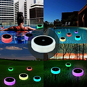 BOHON Floating Pool Lights Solar Powered Glow Lights IP68 Waterproof Float Hot Tub Accessories RGB Color Changing LED Solar Yard Lights with Remote for Bathtub Pond Outdoor Garden Pathway (1 Pack)