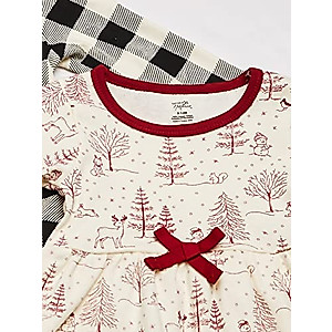 Touched by Nature Girls, Toddler, Baby and Womens Organic Cotton Short-Sleeve and Long-Sleeve Dresses, Winter Woodland Long Sleeve, 3-6 Months