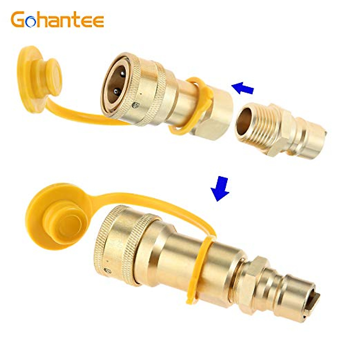 1/2" Gas Quick Connect Kit, Disconnect Connector with Male Insert Plug, Solid Brass 1/2 inch Natural Gas Propane Quick Connect Adapter
