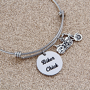 SEIRAA Biker Gift Motocycle Bracelet Biker Chick Gift Expandable Bracelet Jewelry (Biker Chick)