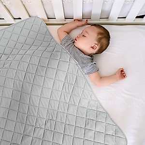Toddler Blanket for Daycare, Baby Crib Nap Blankets Comforter, Quilted Kids Cot Bed Blanket 39"x47", Soft Throw Blanket for Kids, Lightweight Grey Swaddle Blanket Boys & Girls