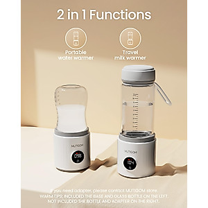 MUTIGOM Portable Bottle Warmer, Fast Baby Bottle Warmer Milk Warmer with 11OZ Bottle, Rechargeable Travel Bottle Warmer for Most Bottles, Water Warmer for Baby Formula Breastmilk