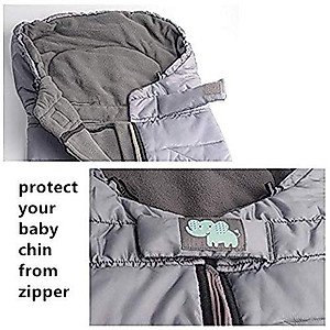 Berocia Waterproof Universal Warm Baby Stroller Sleeping Bunting Bag Toddler Footmuff Sack Cold Weather Grey