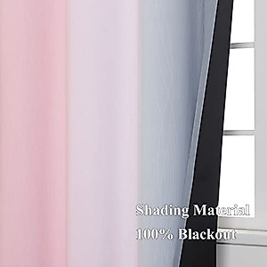 Pink and Grey Blackout Curtains 84 inch Length,Ombre Full Room Darkening Window Curtains for Living Room,Grommet Thermal Insulated Drapes,Light Blocking Curtains for Girls Bedroom,52x84 Inch, 2 Panels