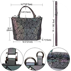 Geometric Luminous Purses and Handbags Holographic Reflective Crossbody Bag Irredescent Flash Rainbow Tote (MO.3)