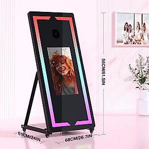 Magic Mirror Photo Booth 65in Built-in Capacitive Mini PC Downloadable Software/Instant Photo Printing(Only for DSLR Cameras)-OLYLO