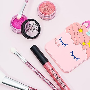 Prim and Pure Mineral Gift Set with Unicorn Mirror| Perfect for Play Dates & Birthday Parties | Kids Eyeshadow Makeup – Mineral Blush | Organic & Natural Makeup Kit for Kids| Made in USA (Pink)
