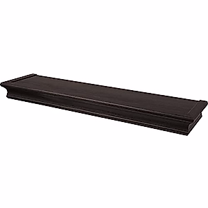 HIGH & MIGHTY 515612 Decorative 24" Floating Shelf Holds up to 20lbs, Easy Tool-Free Dry Wall Installation, Beveled, Retail Packaging, Espresso