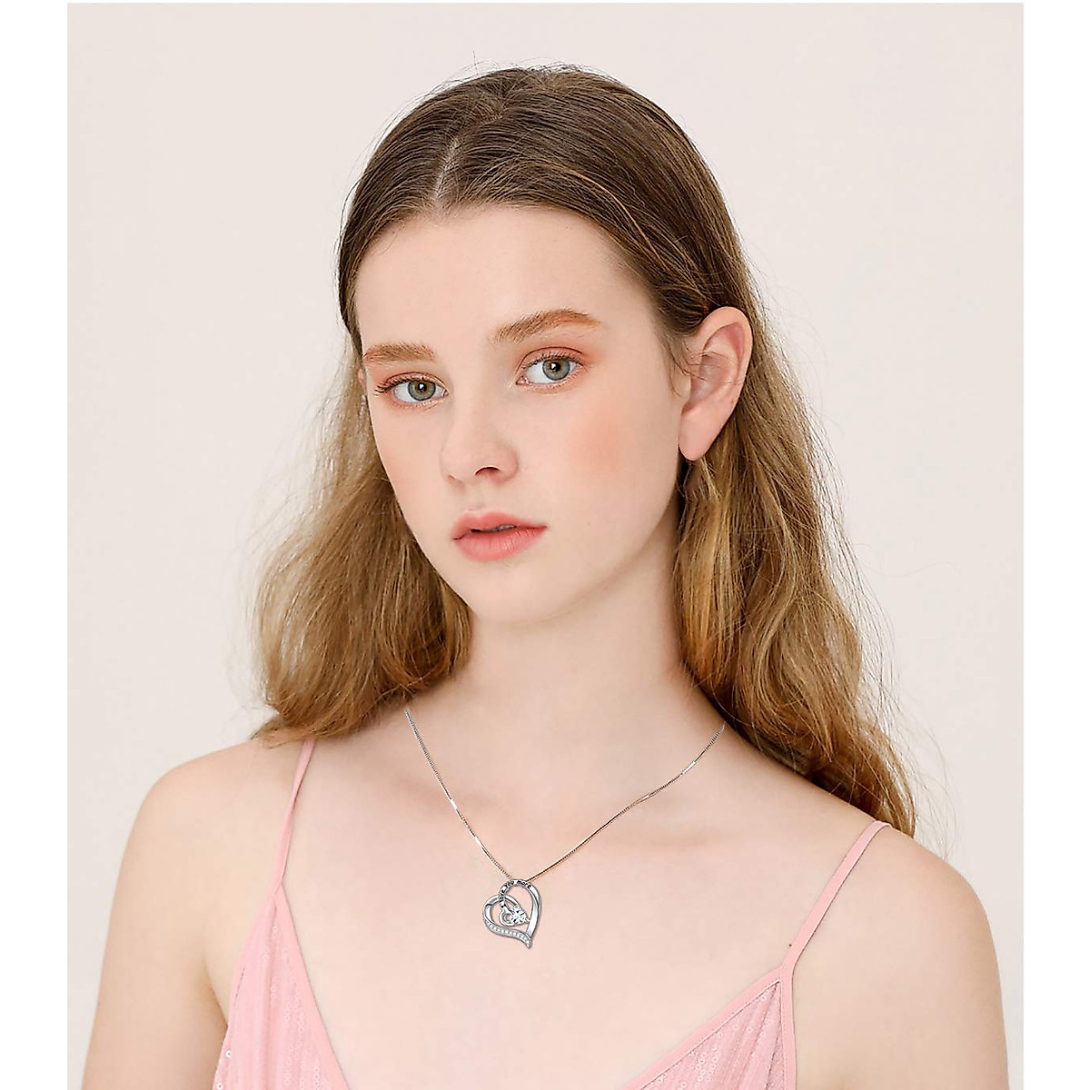 FLYOW I Love You More Heart Necklace for Women Sterling Silver CZ Pendant 18 Inch, Best Valentine's Day Jewelry Gifts (I Love You More)