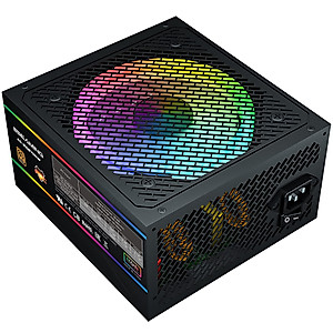 Power Supply APFC 750W RGB, 80 Plus Gold ATX Computer Gaming Power Supply Certified PSU with ARGB Light, 120mm Silent RGB Fan, 5 Year Warranty