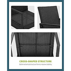 FDW 3 Pieces Outdoor Patio Furniture Wicker Bistro Rattan Chair Conversation Sets for Yard Lawn Balcony Poolside Backyard,Black