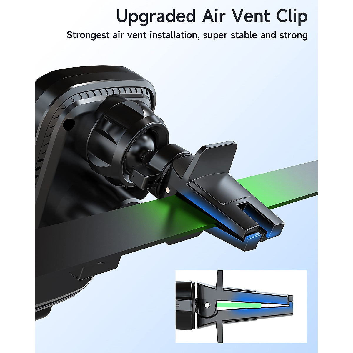 ZOOAUX Wireless Car Charger Vent Mount, 15W Fast Charging Auto-Clamping Car Mount, Air Vent Car Phone Holder for iPhone 15/15 Pro/14/13 Pro/XS/XR/X/8,Samsung S24/S23/22/S21/S10 (Black)