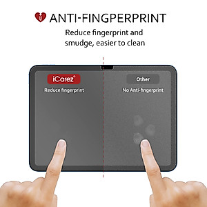 iCarez Anti-Glare Matte Screen Protector for iPad 10, 2-Pack Reduce Fingerprint Bubble Free with Hinge Installation (No Home Button iPad 10th Generation 10.9-inch 2022 released)