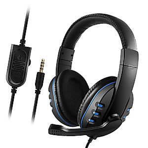 QUZHI 3.5mm Wired Gaming Headphones Over Ear Game Headset Noise Canceling Earphone with Microphone Volume Control for PC Laptop Smart Phone