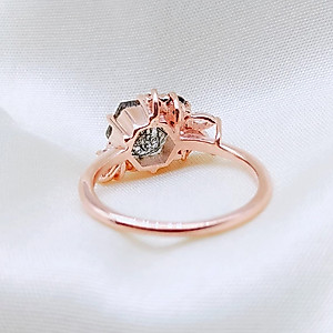 Rings For Women Hexagon Cut Black Rutilated Quartz Ring Vintage Unique Ring Marquise Cluster Black Spinel, Gift Beautiful Wedding Ring BY FOREVER GEMS & JEWELS, Rose Gold,White,Silver