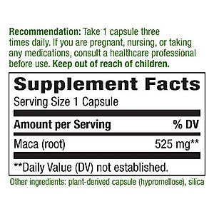 Nature's Way Maca Root, Traditional Libido, Energy, and Stamina Support*, 525mg per serving, 100 Vegan Capsules