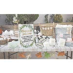 How Big is Mommys Belly Game, Measure Mommy's Belly Sign(Sign 8x10 Inch), Leafy Theme Baby Shower Games, Baby Showers Decorations, 1 Standing Sign + 50 Guessing Cards(bump08)