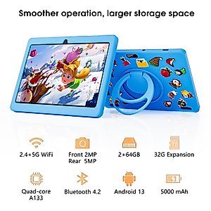 SGIN Tablet, 10 inch Android 1.6GHz Quad-Core Processor Tablets with 2GB RAM 32GB ROM, IPS HD Display，Dual Camera, 5000mAh, WiFi, Bluetooth