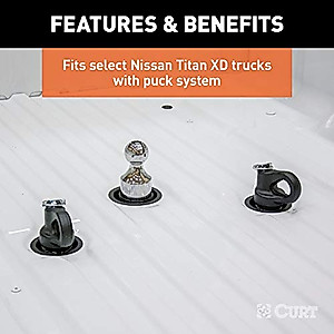 CURT 60639 Puck System Gooseneck Hitch Kit, Fits Select Chevy, Ford, GMC, Nissan Trucks, 38,000 lbs. GTW, 2-5/16-Inch Ball, Pucks Required