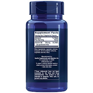 Life Extension Vitamin B6 250 mg – For Cardiovascular & Neurological Health and Kidney & Eye Health - Gluten-Free, Non-GMO – 100 Vegetarian Capsules