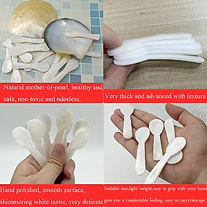 PETIT MANON 10PCS Caviar Spoons Mother Of Pearl Caviar Spoons W Round Handle, Handmade Pearl Spoon Shell Spoon for Caviar, Egg, Coffee, Ice Cream, Restaurant Serving (White,2.87 Inch)