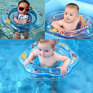 Baby Swimming Ring Floats with Safety Seat Double Airbag Swim Rings for Babies Kids Swimming Float Baby Floats for Pool Swim Training Aid Kids PVC Pool Floats for Toddlers of 6-12 Months