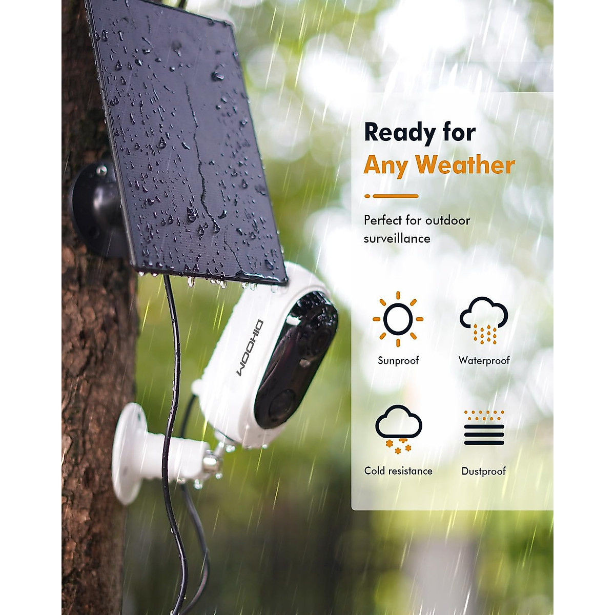 DIHOOM 2K/3MP Solar Camera Surveillance Exterieur for Home Security