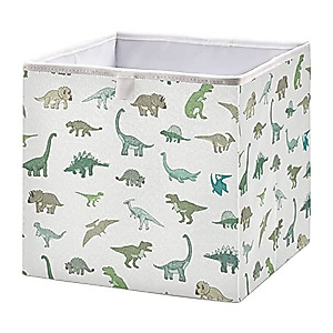 Kigai Cube Storage Bin Wildlife Dinosaurs Foldable Storage Basket Toy Storage Box for Home Organizing Shelf Closet Bins, 11 x 11 x 11-Inch