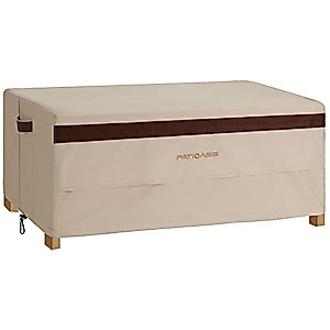 PATIOASIS Patio Coffee Table Cover, Waterproof Outdoor Lawn Furniture Rectangular Small Table Covers 48inch Long Outside Rectangle Coffee Table Covers Beige