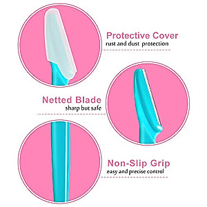 HFATMOS 12 Pcs Eyebrow Razor, Multipurpose Exfoliating Dermaplaning Tool Razors for Women Face, Facial Razors Eyebrow Shaper with Precision Cover for Women Men, Easy to Use