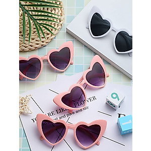 Frienda 9 Pairs Heart Shaped Sunglasses Bachelorette Heart Sunglasses for Women for Bachelorette Party Gift Favors(White Grey, Pink Grey)