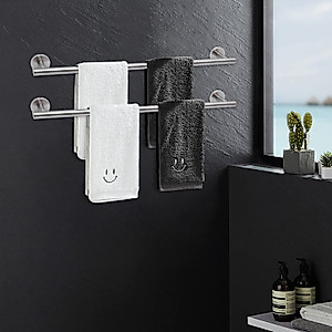 Bath Towel Bar, 24 Inch 304 Stainless Steel Thicken Towel Rack for Bathroom, 2PCS Towel Holder Brushed Finished Wall Mount Bath Towel Rack for Bathroom Towel Holder