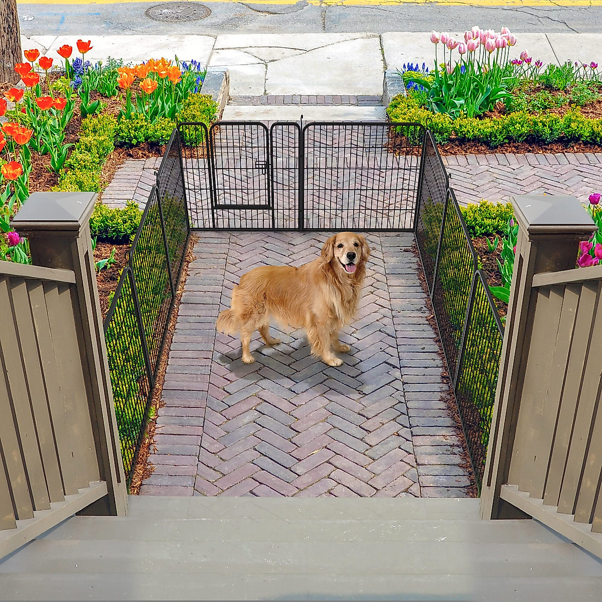 YITAHOME Garden Fence Outdoor Animal Barrier Fence Dog Fences for The Yard Metal Fence Border for Patio/Lawn (8Pcs 32inch)