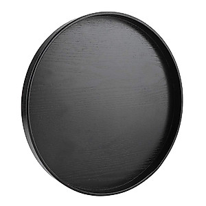 Fdit Round Wood Serving Tray, Wooden Plate Tea Food Server Dishes Water Drink Platter 12.99 inch Black
