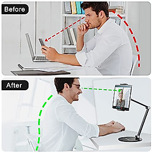 AboveTEK Adjustable Tablet Stand Holder, Long Arm iPad Holder, Flexible and 360 Degrees Rotatable iPad Stand, Compatible with 4.7“- 13.5” Mobile iPhone, iPad, Samsung Tab, Nintendo (Black)