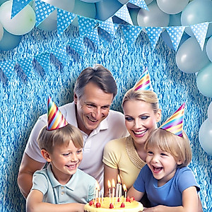 PIGETALE 2 Pack 3.2x6.5 Feet Wavy Blue Backdrop Curtain Tinsel Streamers Foil Fringe Backdrop Ocean Themed Decor Baby Shower Bachelorette Disco Winter Under The Sea Summer Pool Beach Party Decorations