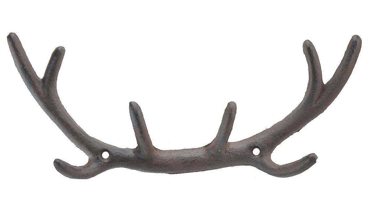Flag Emotes Deer Antler Wall Mount Coat Rack - Heavy Duty Cast Iron