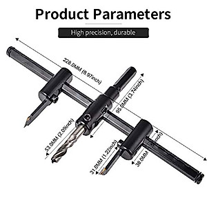 HOHXEN Adjustable Circle Hole Saw Cutter Woodworking Drill Bit,Adjustable 1-Inch to 6-Inches,Heavy Duty Wood DIY Tools(Cutting Diameter:30mm-200mm)
