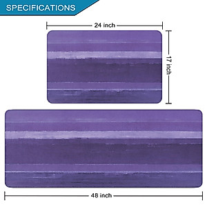 RYANZA 2 Pieces Kitchen Rugs, Abstract Anti Fatigue Non Slip Foam Cushioned Purple Art Painting Comfort Indoor Floor Mat Runner Rug Set for Laundry Office Sink Bathroom (17"x48"+17"x24")